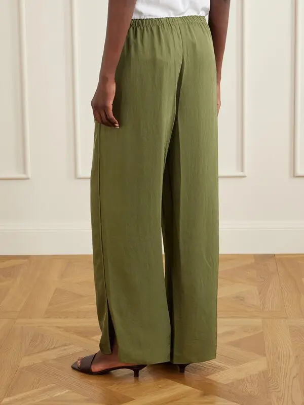 Theory Crepon Wide-leg Pants - Green