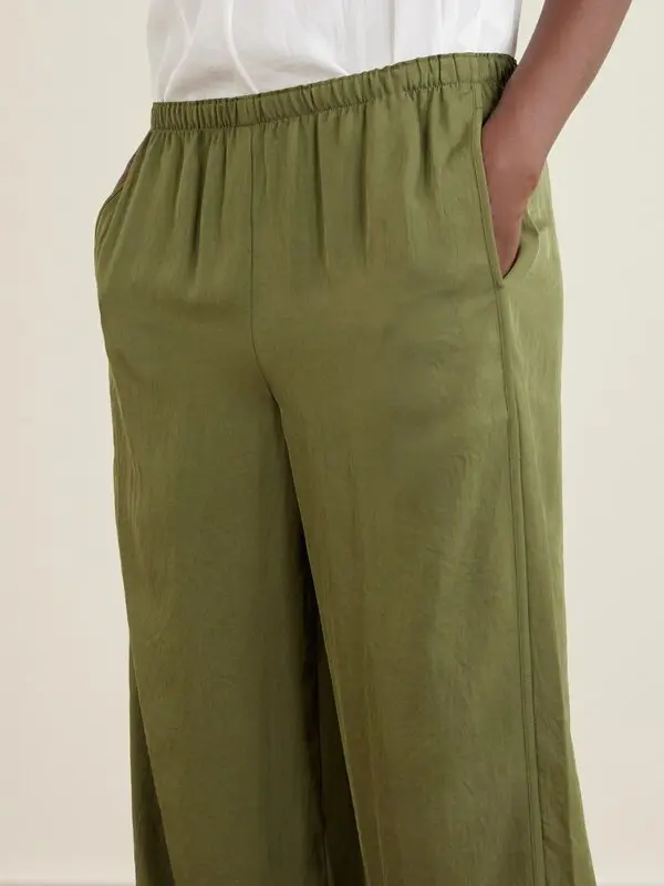 Theory Crepon Wide-leg Pants - Green