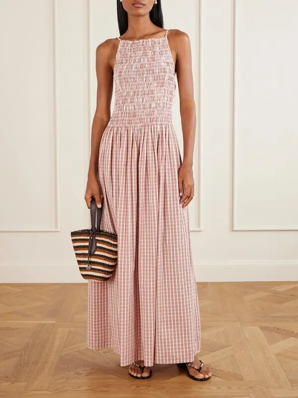 Faithfull The Brand Laia Checked Cotton Maxi Dress