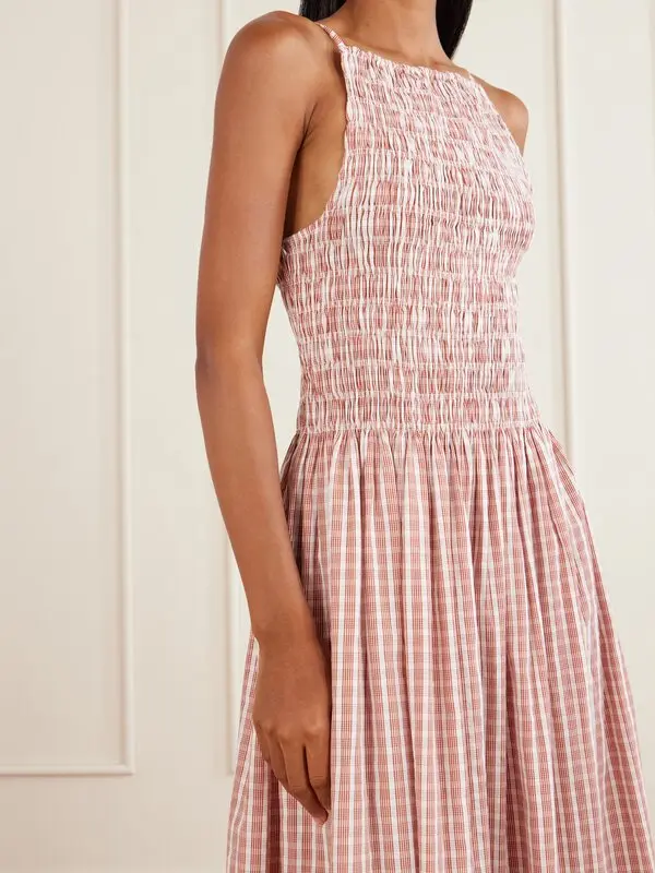 Faithfull The Brand Laia Checked Cotton Maxi Dress