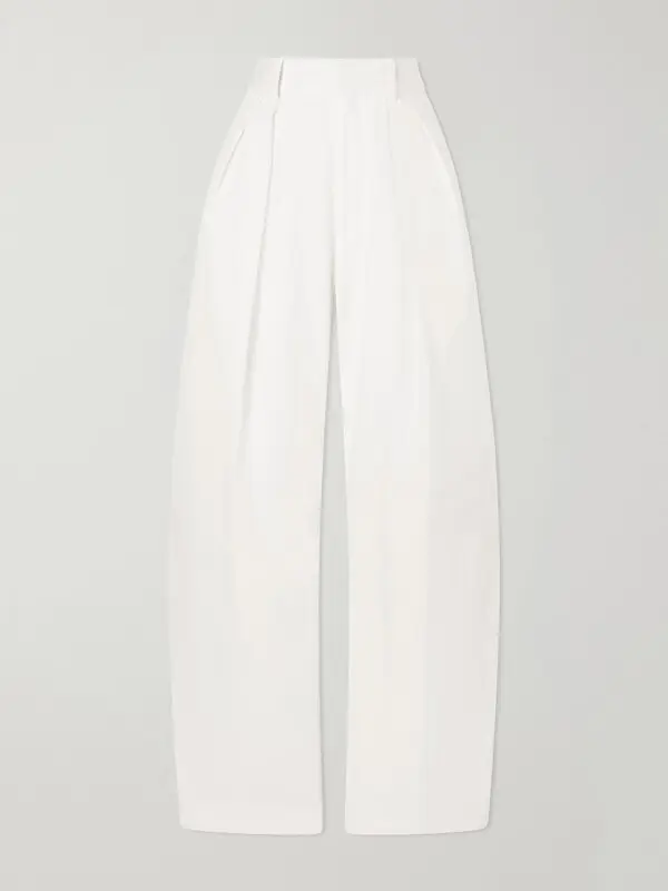 KALLMEYER Joel Pleated Cotton-poplin Wide-leg Pants - Neutrals