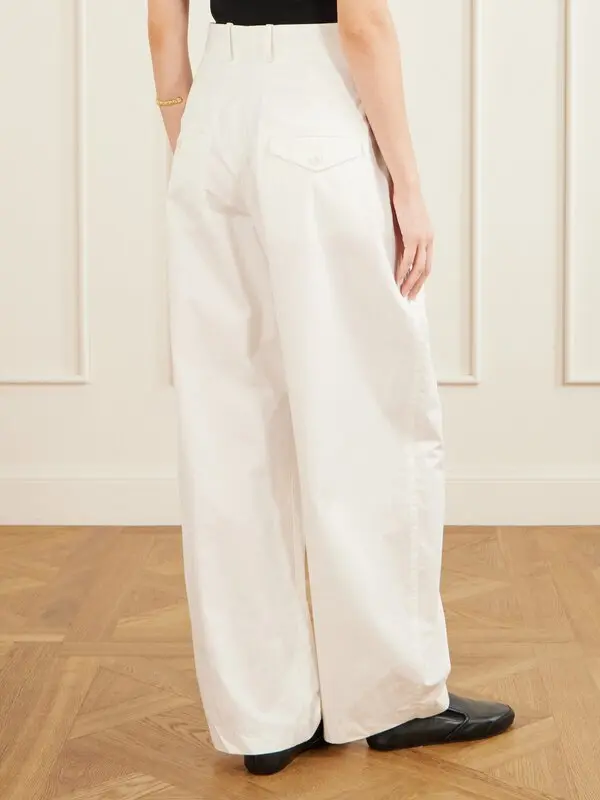 KALLMEYER Joel Pleated Cotton-poplin Wide-leg Trousers