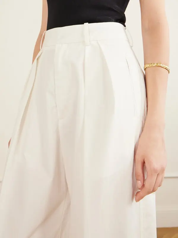 KALLMEYER Joel Pleated Cotton-poplin Wide-leg Trousers