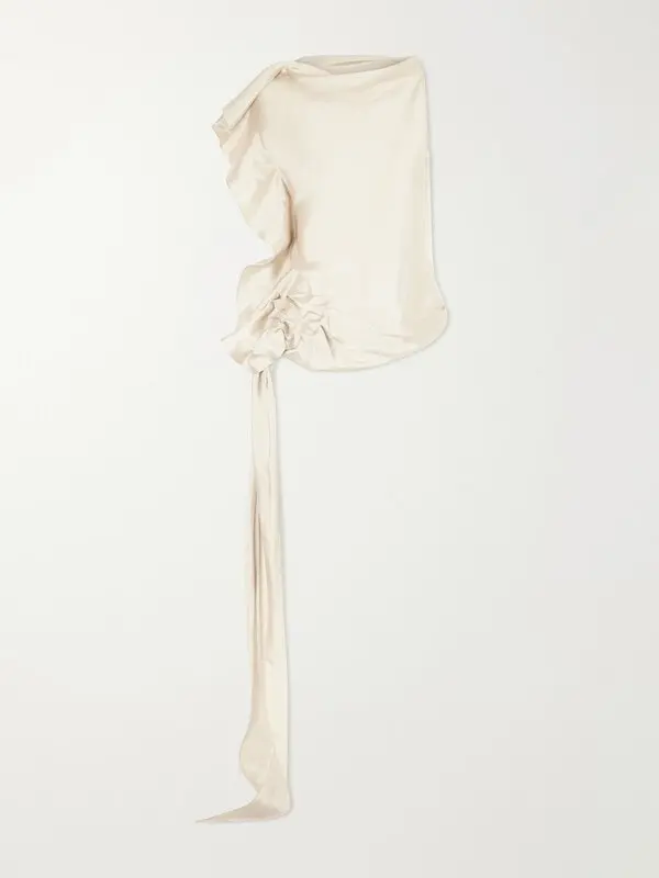 KALLMEYER Elif Asymmetric Ruched Woven Blouse - Neutrals