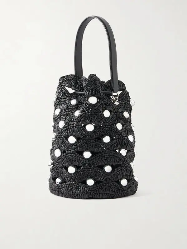Rabanne Embellished Raffia Crossbody Bag
