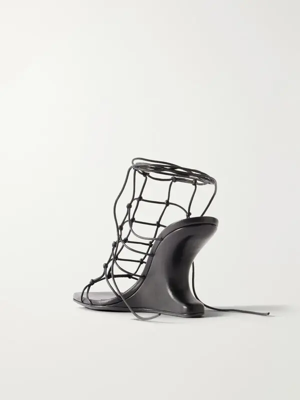 Rick Owens Cantilever Leather Wedge Sandals