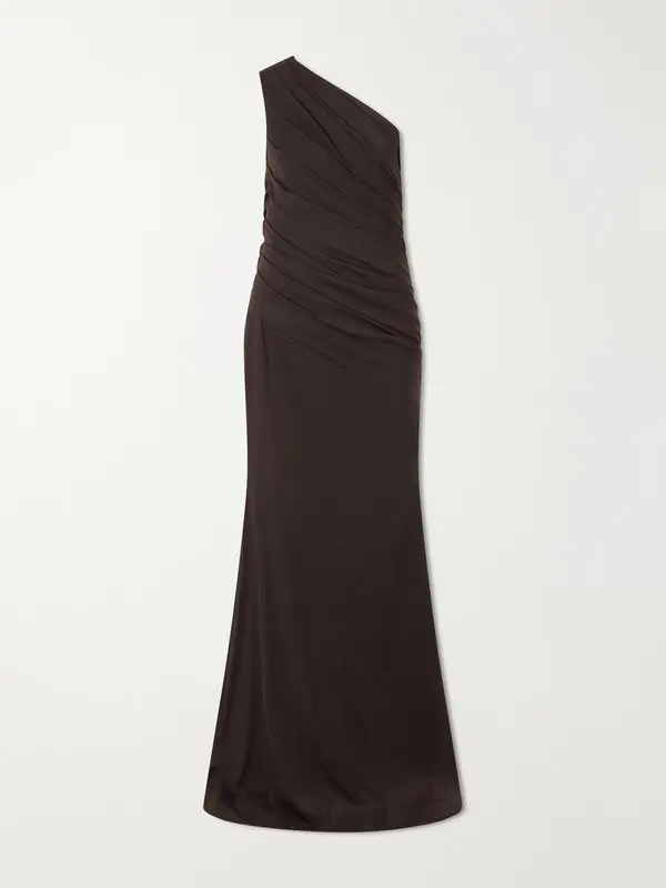 Alex Perry One-shoulder Gown - Brown