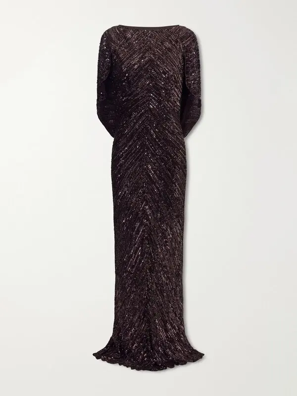 Jenny Packham Sakari Cape-effect Embellished Tulle Gown - Metallic