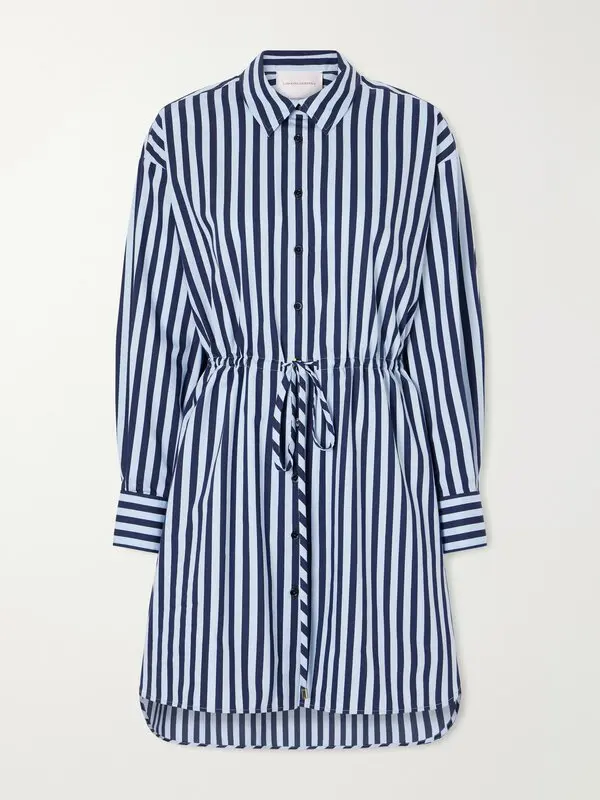 Carolina Herrera Striped Cotton-blend Poplin Mini Dress - Blue