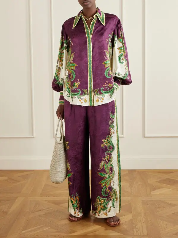 ALEMAIS Ruthie Printed Satin-jacquard Wide-leg Pants - Multi