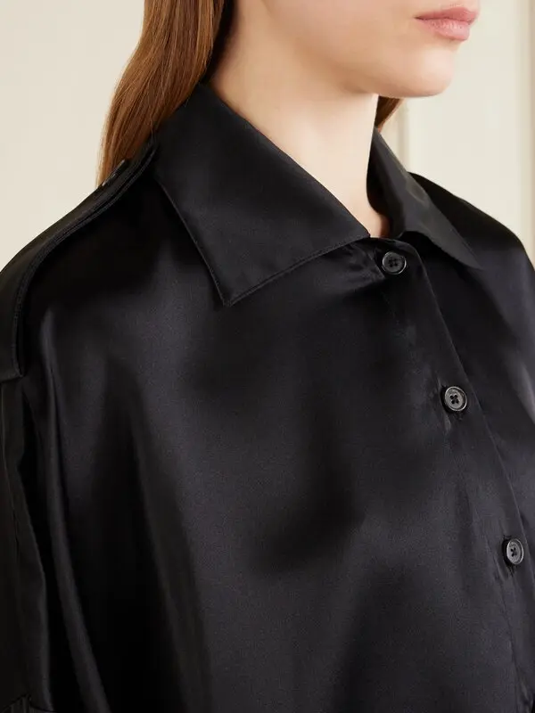 Khaite Bodine Silk-satin Shirt - Black