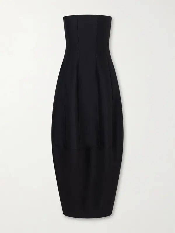 Khaite Stela Wool And Silk-blend Midi Dress - Black