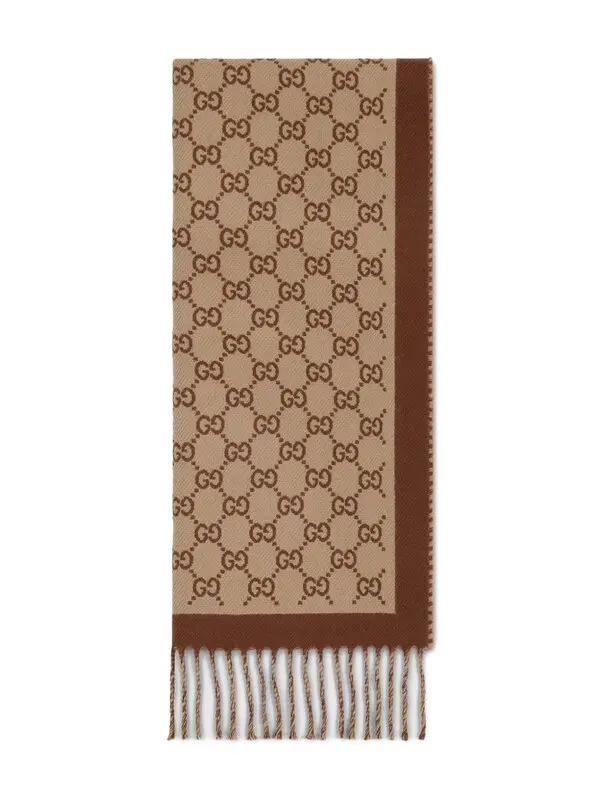 Gucci Gg Wool Scarf - Beige