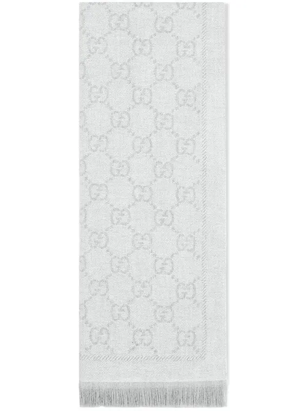 Gucci Gg Wool Scarf - Grey