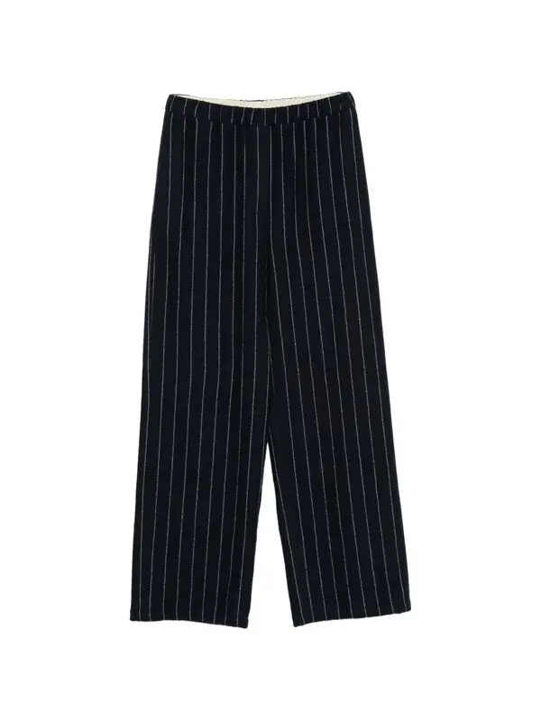 ALYSI Wool Striped Wide-leg Trousers - Blue