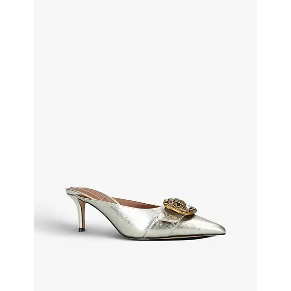 Kurt Geiger Mayfair Buckle-embellished Leather Heeled Mules