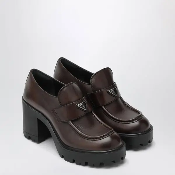 Prada Brown Platform Heeled Loafers