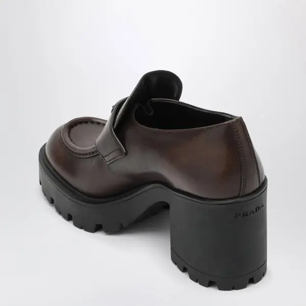 Prada Brown Platform Heeled Loafers
