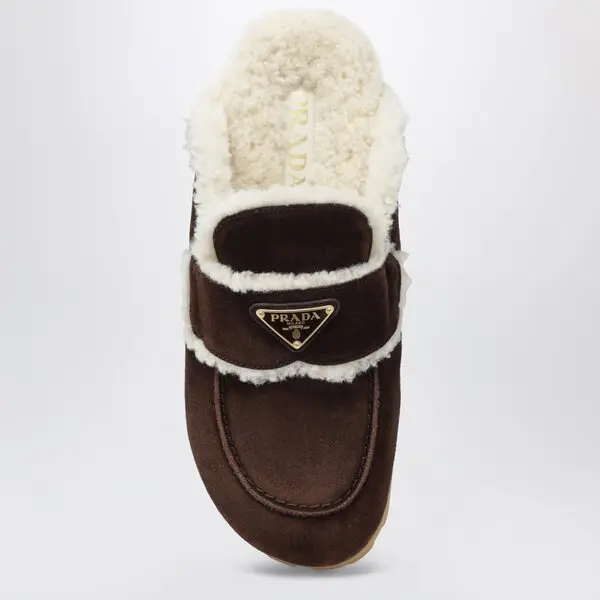 Prada Suede And Shearling Clogs