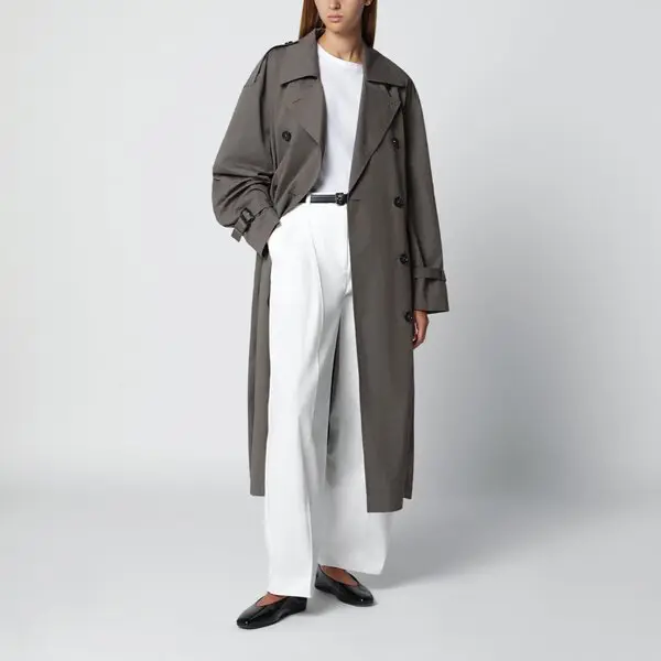 TOTEME Double-breasted Cotton-blend Trench Coat - Grey