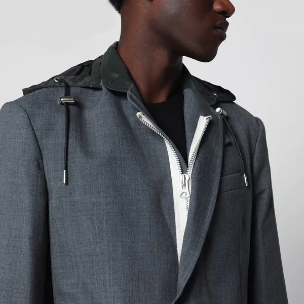 Sacai Khaki Wool And Nylon Jacket