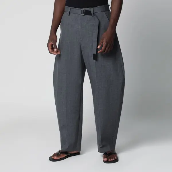 Sacai Wool Trousers With Belt - Grey