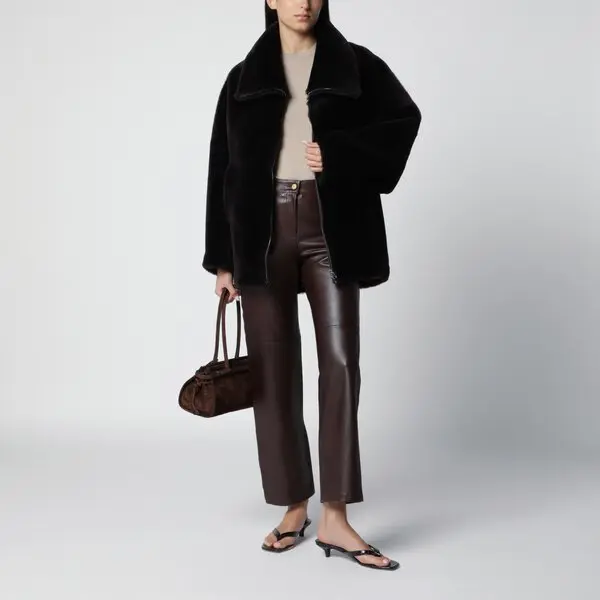 BLANCHA Chocolate Zip-up Shearling Jacket