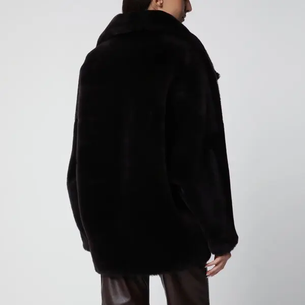 BLANCHA Chocolate Zip-up Shearling Jacket