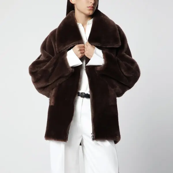 BLANCHA Oak Zip-up Shearling Jacket - Brown