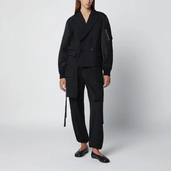 Sacai Double-breasted Wool And Nylon Blend Jacket