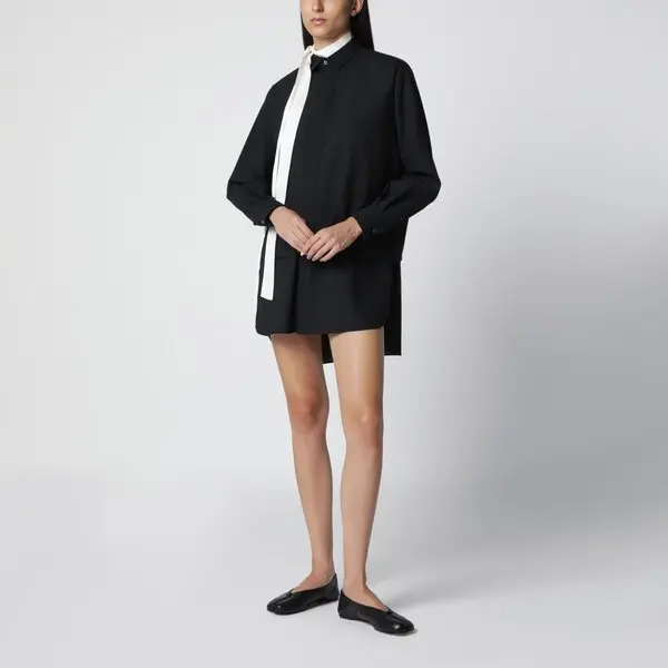 Sacai Wool-blend Mini Shirt Dress - Black