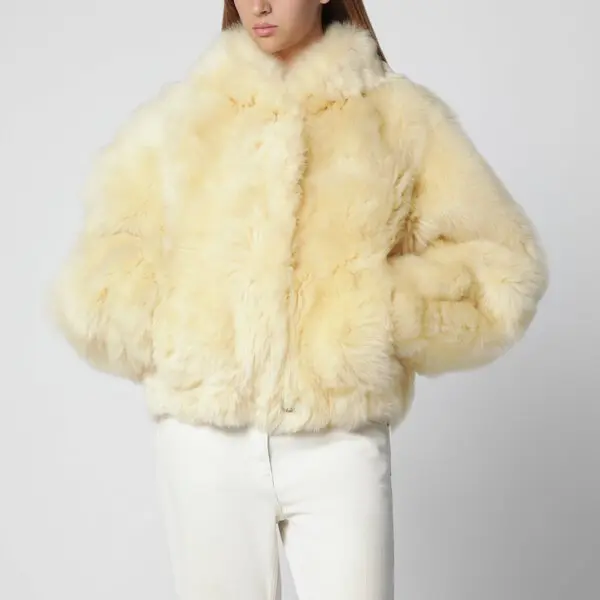 BLANCHA Shearling Hooded Jacket - Yellow