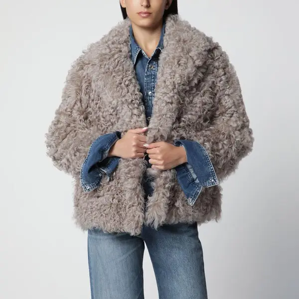 BLANCHA Short Shearling Jacket - Grey