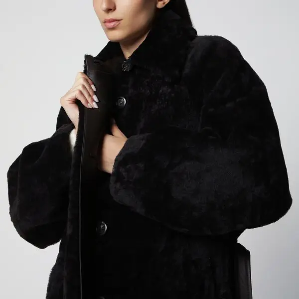 BLANCHA Chocolate Belted Fur Coat