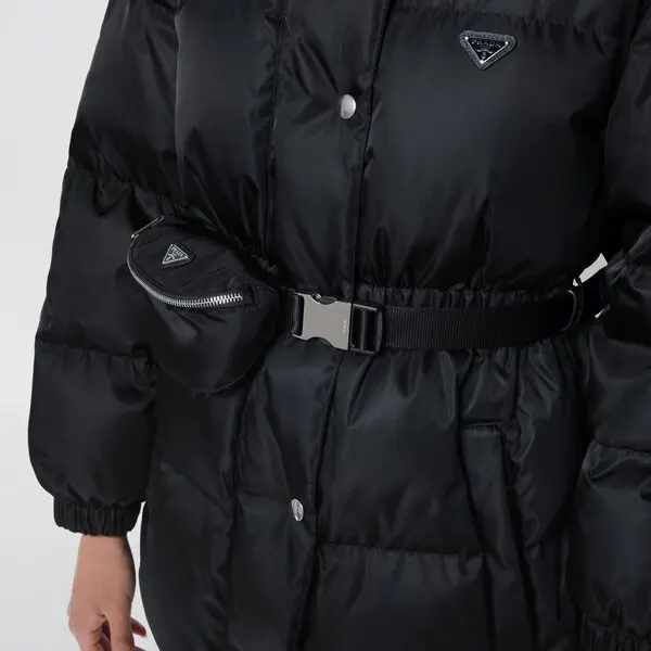 Prada Re-nylon Hooded Padded Jacket With Front Pouch