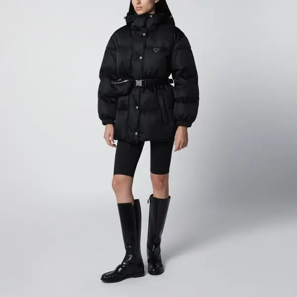 Prada Re-nylon Padded Hooded Jacket With Integrated Pouch