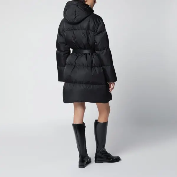 Prada Re-nylon Long Down Jacket With Belt Bag