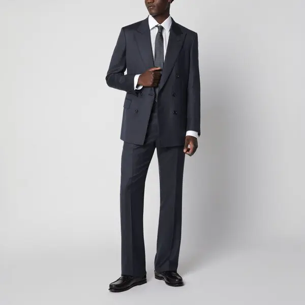 TOM FORD Navy Double-breasted Wool Suit
