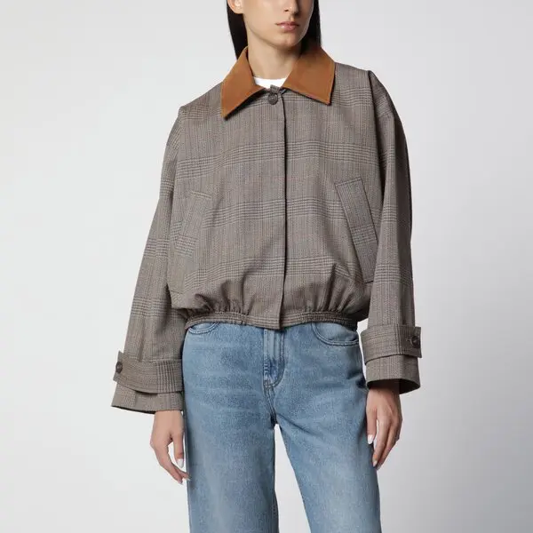 RÓHE Brown Prince Of Wales Wool Jacket - Beige