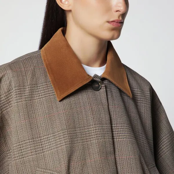 RÓHE Brown Prince Of Wales Wool Jacket - Beige