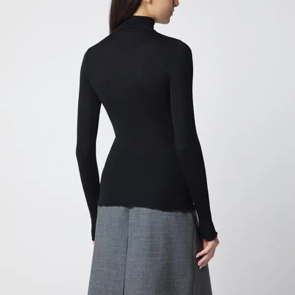 Prada Ribbed Turtleneck Sweater With Triangle Logo