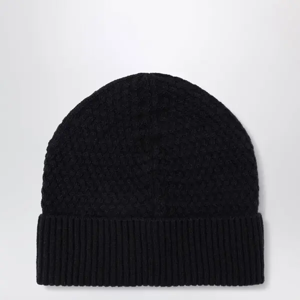 Moncler Wool Beanie With Logo Patch - Blue