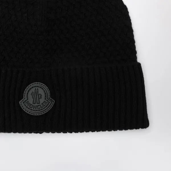 Moncler Wool Beanie With Logo Patch