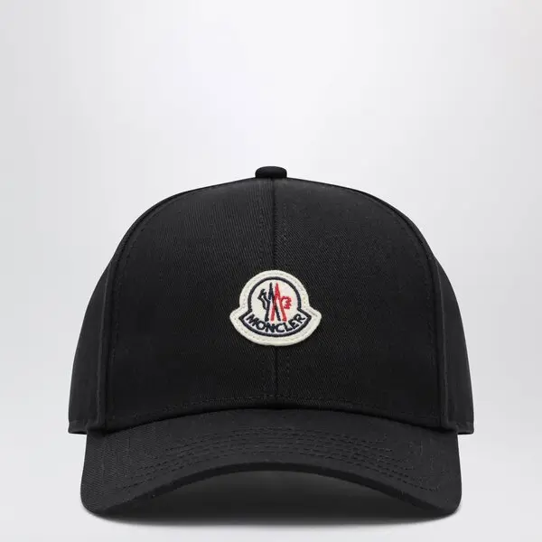 Moncler Cotton Baseball Cap With Patch - Black