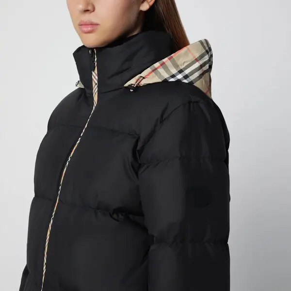 Burberry Zip-up Down Jacket With Check Detail