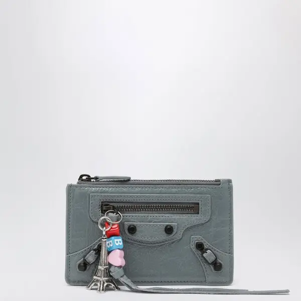 Balenciaga Le City Long Coin And Card Holder In Lambskin, -grey - Blue