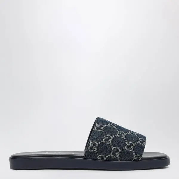 Gucci Gg Denim Slider Sandal In Flurry - Blue