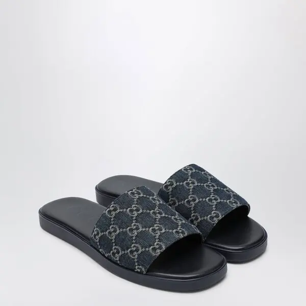 Gucci Gg Denim Slider Sandal In Flurry - Blue