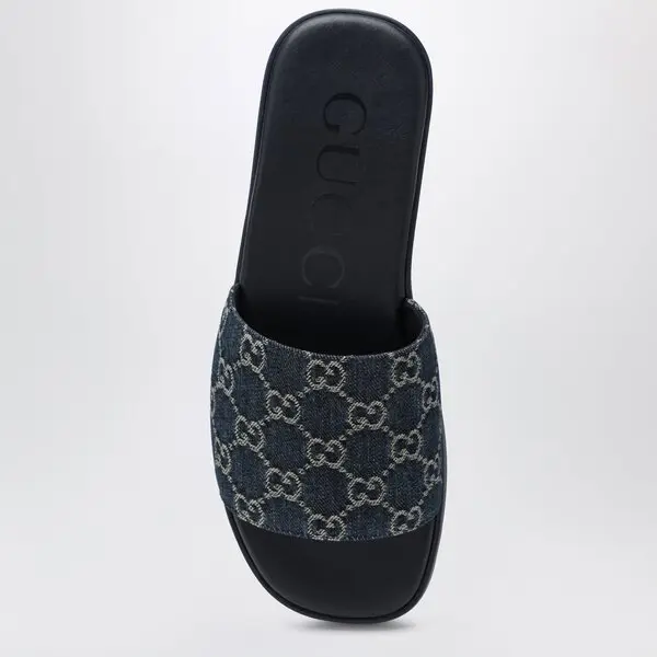 Gucci Gg Denim Slider Sandal In Flurry - Blue