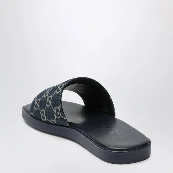 Gucci Gg Denim Slider Sandal In Flurry - Blue
